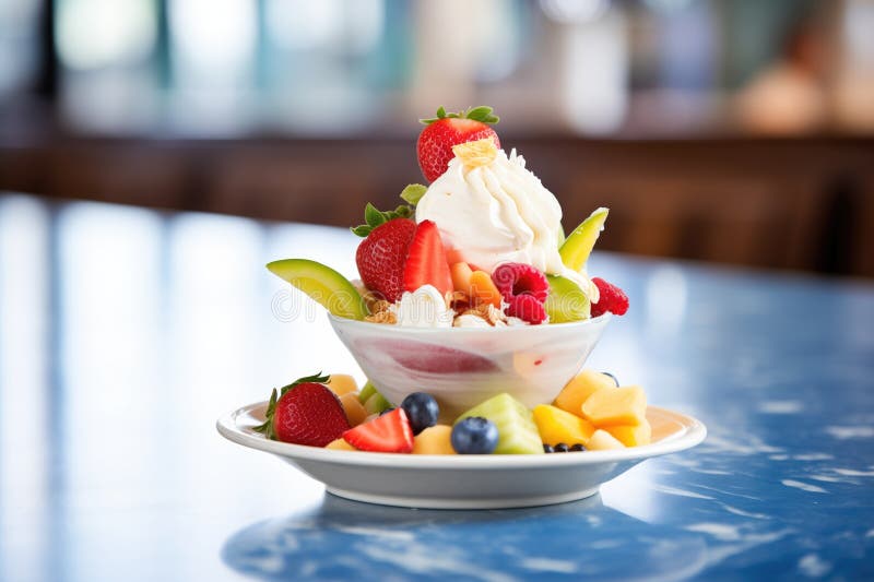 Bowl of Gelato with Fresh Fruit Toppings Stock Photo - Image of dessert ...