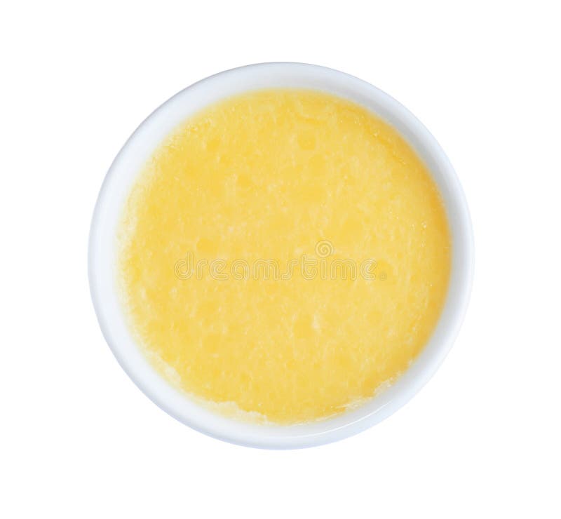 Bowl of Ghee Butter Isolated on White, Top View Stock Photo - Image of ...