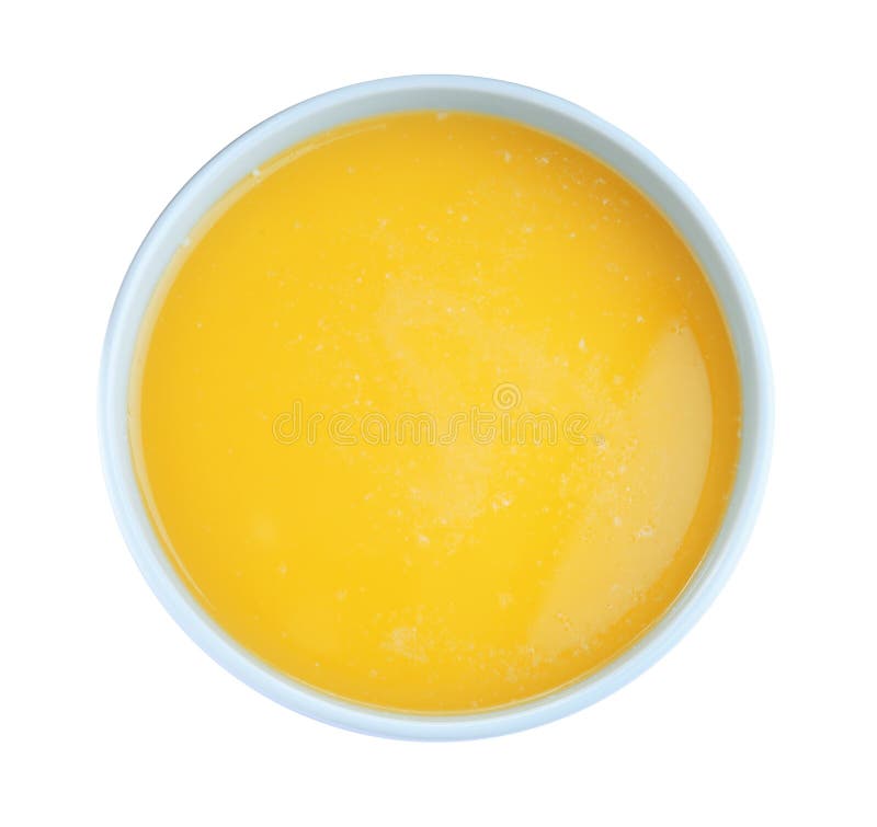 Bowl of Ghee Butter on White, Top View Stock Image - Image of culture ...