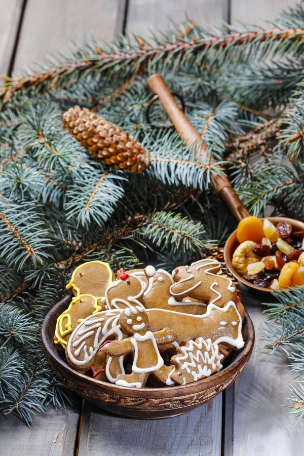 Bowl of Gingerbread Cookies in Animal Shapes Stock Image - Image of ...