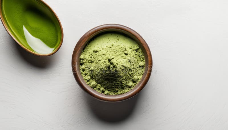 A Bowl of Green Powder on a Table Stock Illustration - Illustration of ...