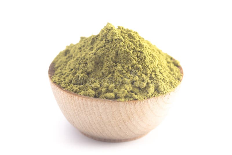 Bowl of Green Tea Matcha Powder Isolated on a White Background Stock ...