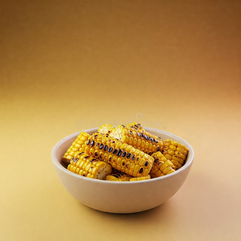 A Bowl of Grilled Corn, Gradient Background , Isolated Minimalist Style ...