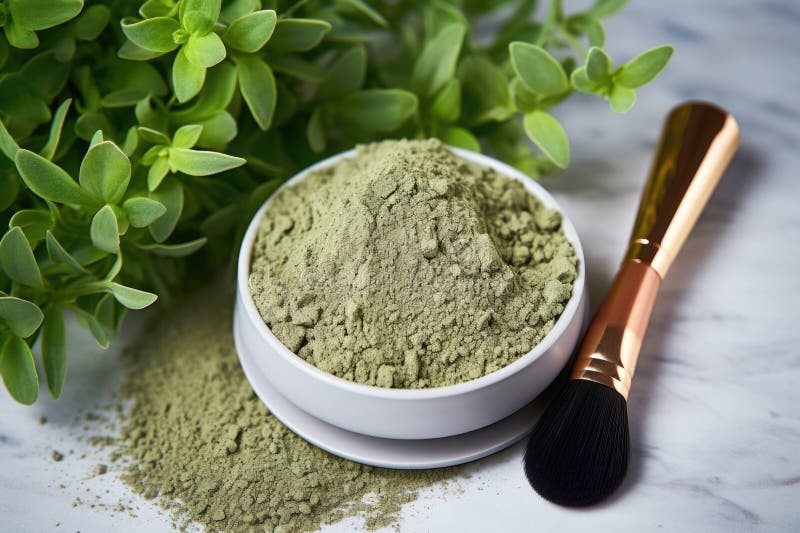 Bowl of Ground Herbs Next To a Clean Makeup Brush Stock Photo - Image ...