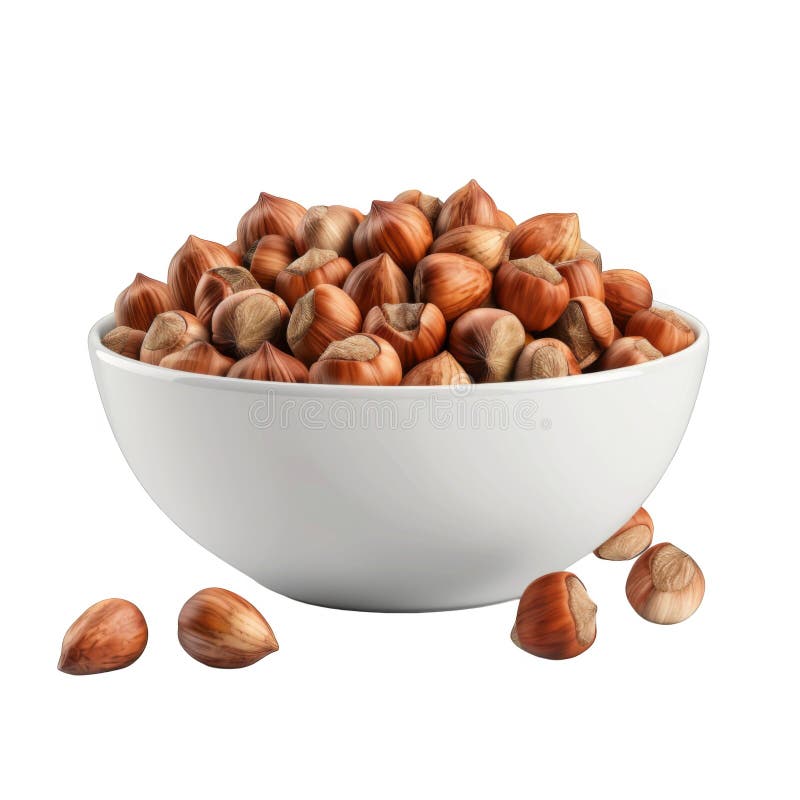 A Bowl of Hazelnuts with a Few Scattered Around Stock Photo ...