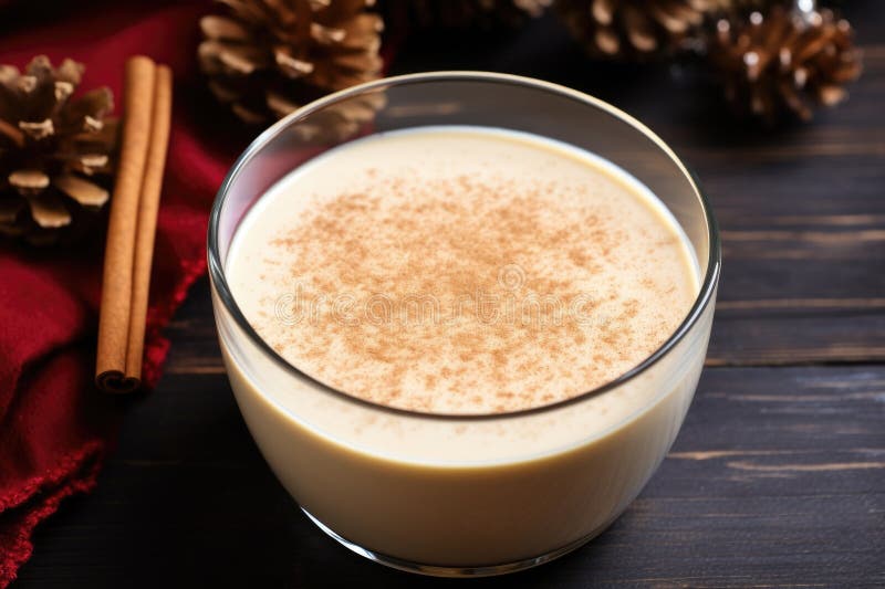 A Bowl of Homemade Eggnog Topped with a Sprinkle of Nutmeg Stock Image ...