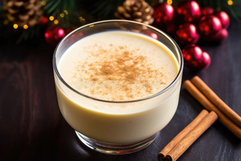 A Bowl of Homemade Eggnog Topped with a Sprinkle of Nutmeg Stock Image ...