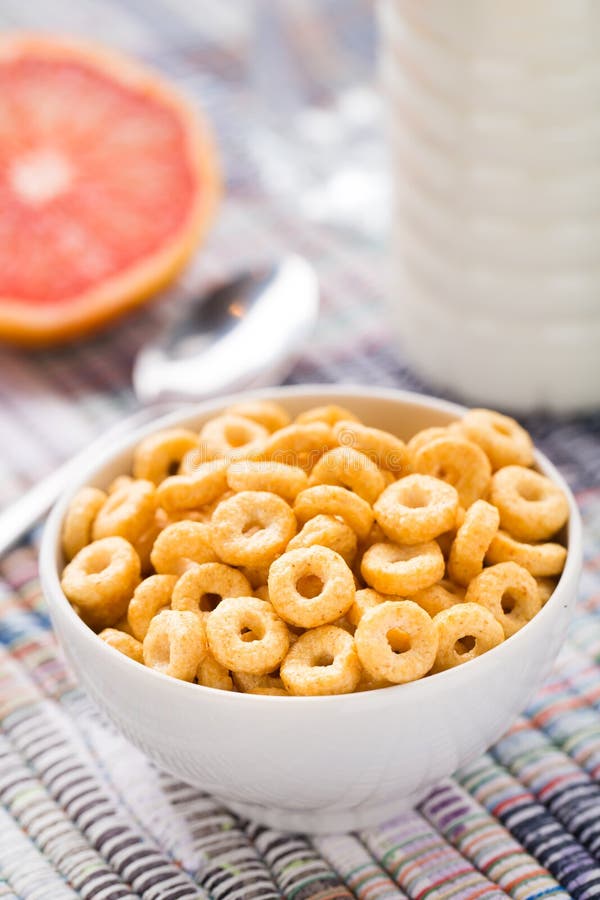 Bowl of honey corn rings stock photo. Image of bowl, crisp - 37128158