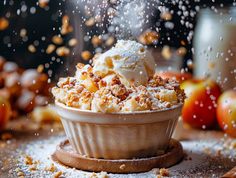 A Bowl of Ice Cream with Apples and Sprinkles Stock Image - Image of ...