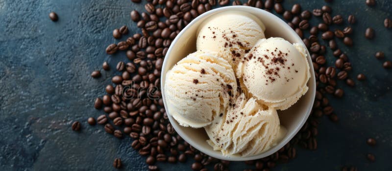 Bowl of Ice Cream with Coffee Beans Stock Image - Image of aromatic ...