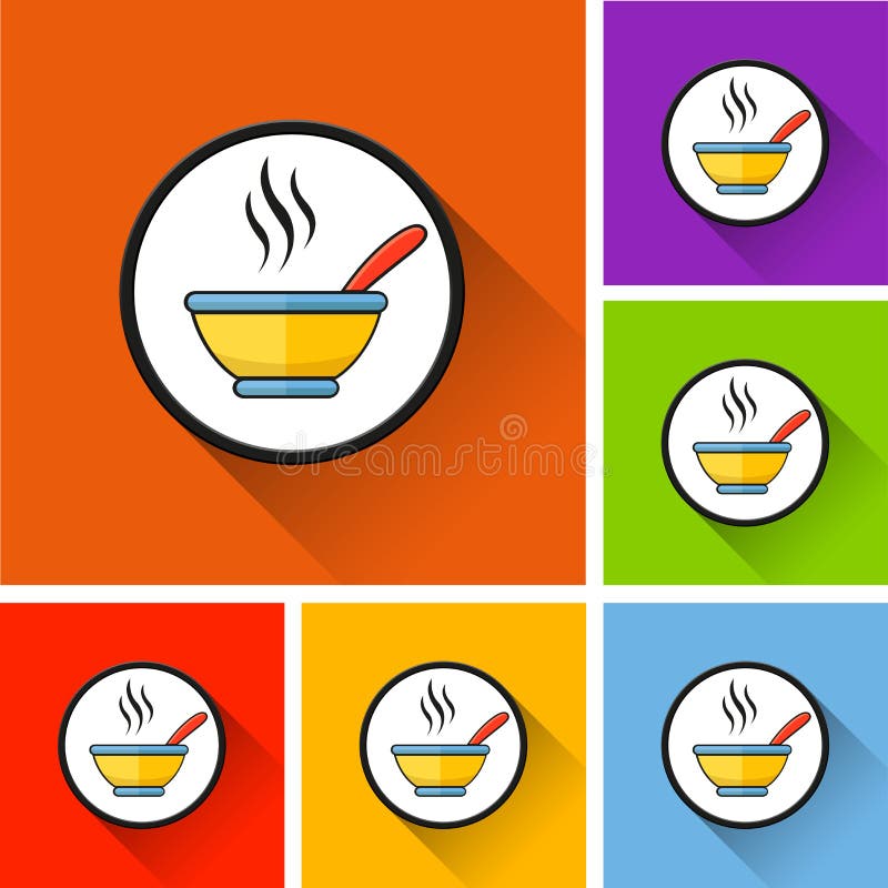 Bowl Icons with Long Shadow Stock Vector - Illustration of flat, symbol ...