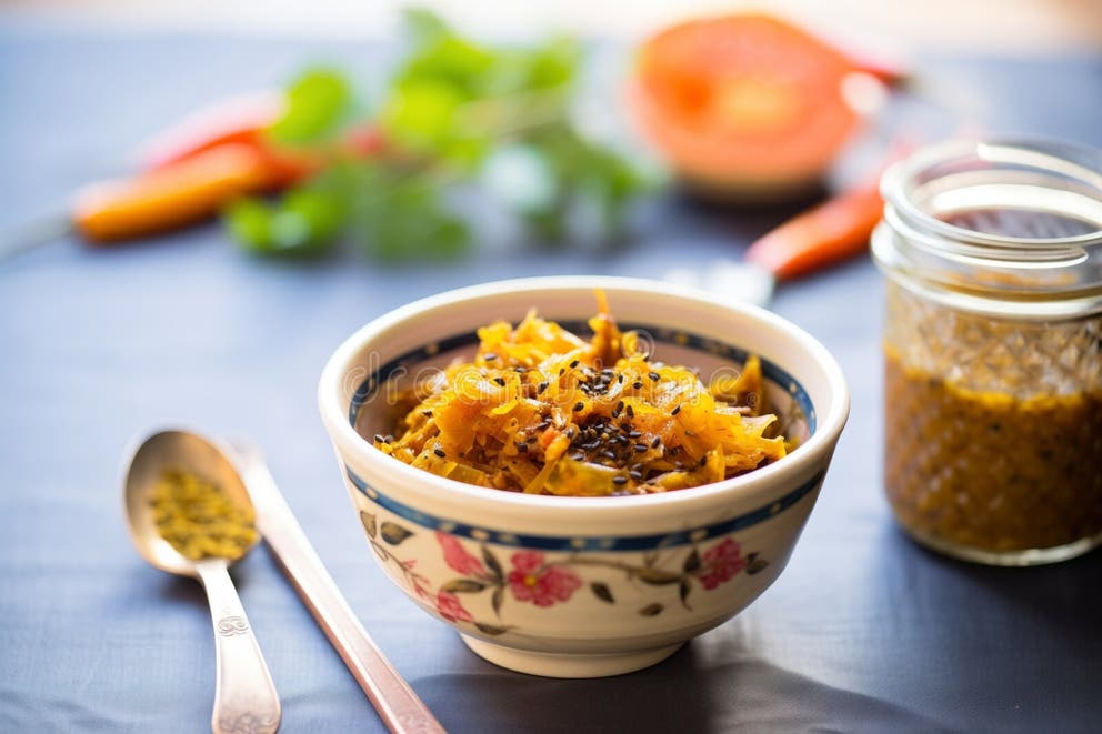 A Bowl of Indian Pickle Achaar on Table Stock Photo - Image of homemade ...