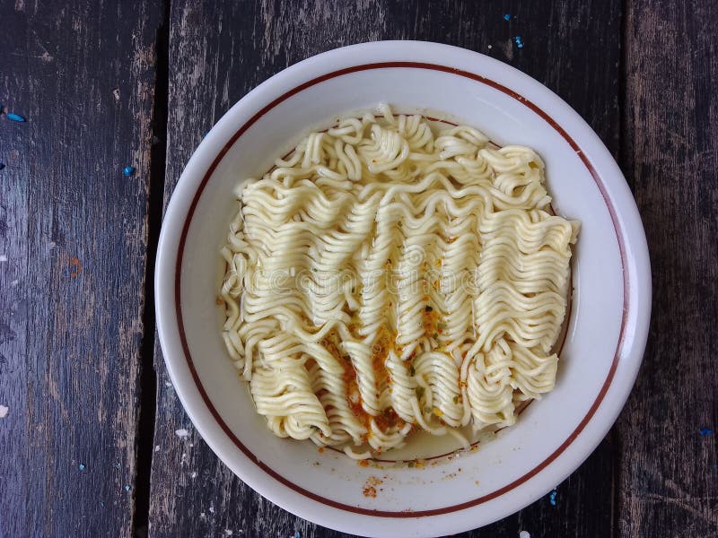 A Bowl of Instant Noodles from the Top Stock Photo - Image of noodles ...