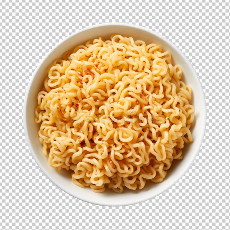 Bowl of Instant Noodles, Top View Isolated on Transparent Background ...
