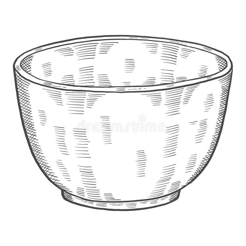 Bowl Kitchenware Isolated Doodle Hand Drawn Sketch with Outline Style ...