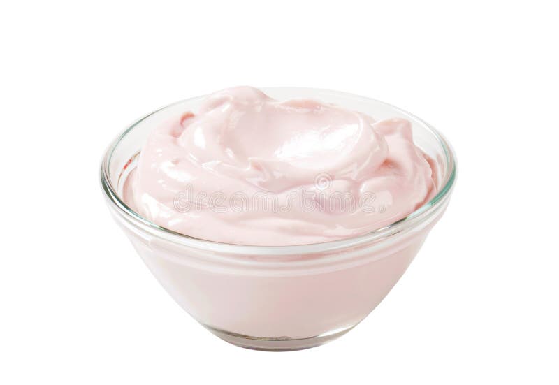 Bowl of light pink yogurt stock image. Image of food - 71632157