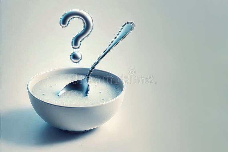A Bowl of Liquid with a Spoon and a Question Mark. Space for Text ...