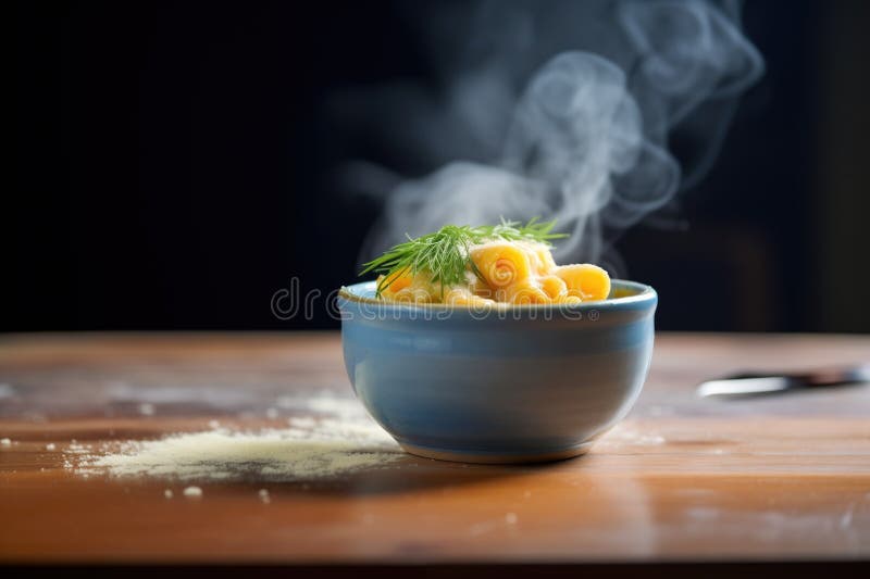 Bowl of Macaroni and Cheese with Steam Rising Stock Illustration ...