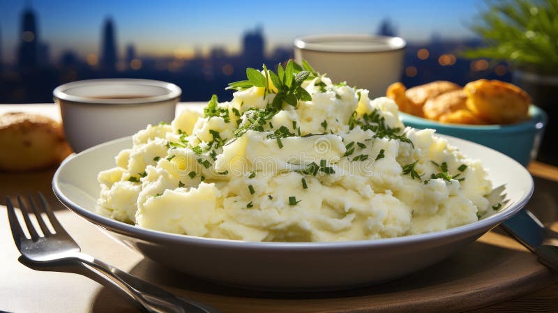 A Bowl of Mashed Potatoes. Generative AI. Stock Illustration ...