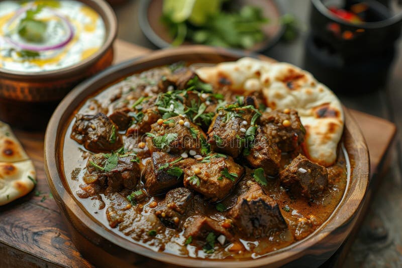 A Bowl of Meat and Rice with a Side of Bread Stock Photo - Image of ...