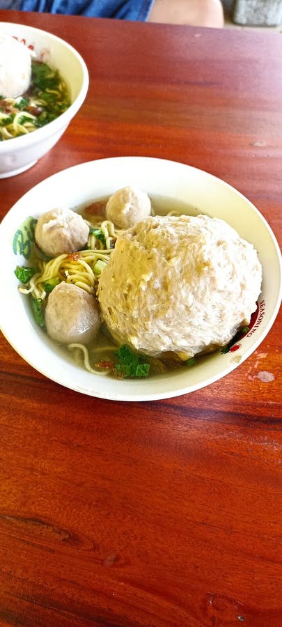 A Bowl of Meatball Giant Meatball for Lunch in the Sunny Day Stock ...