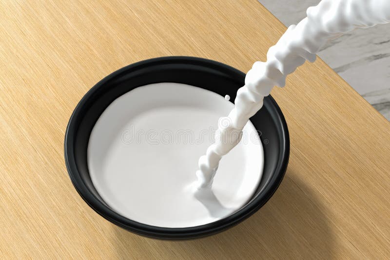 A Bowl of Milk and Splashing Liquid, 3d Rendering Stock Illustration ...
