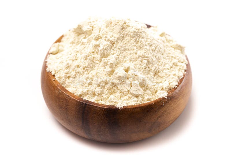 Bowl of Millet Flour in a Wood Bowl Isolated on a White Background ...