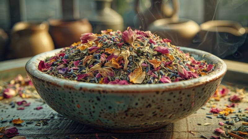 A Bowl of Mixed Dried Herbs and Flowers. Stock Image - Image of ceramic ...