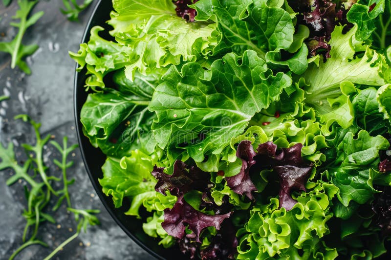 Bowl of Mixed Greens Including Lettuce and Red Cabbage Stock Image ...