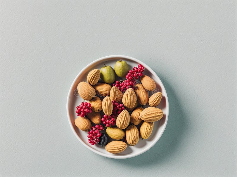 A Bowl of Mixed Nuts and Berries on a Table Stock Image - Image of ...