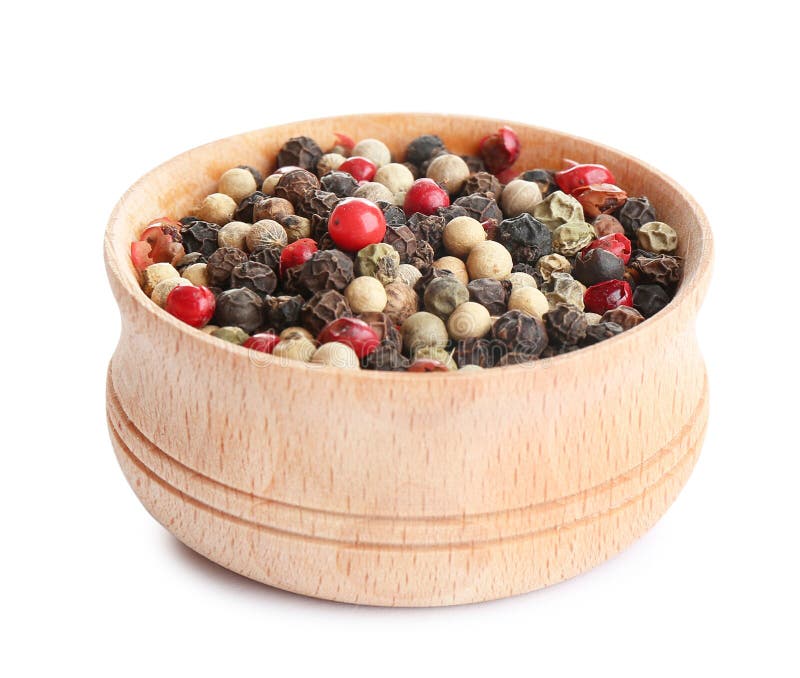 Bowl of Mixed Peppercorns on White Stock Image - Image of ingredient ...
