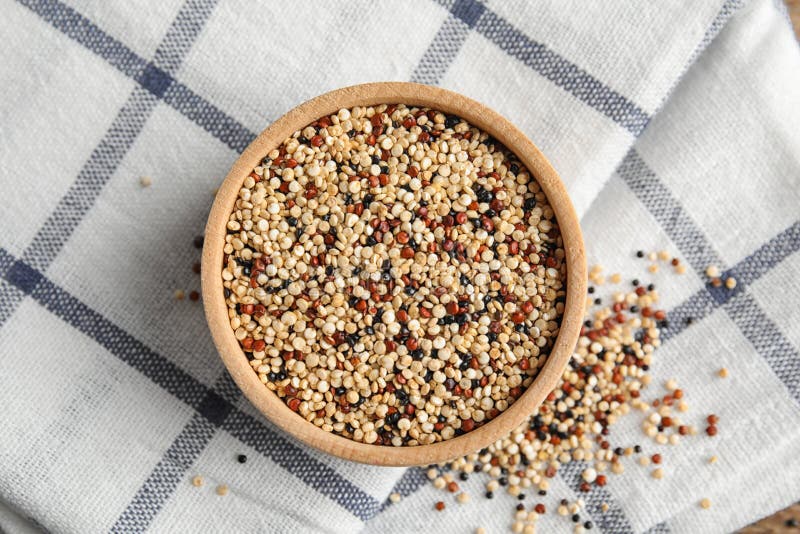 Bowl with Mixed Quinoa Seeds on Cloth Stock Image - Image of ...