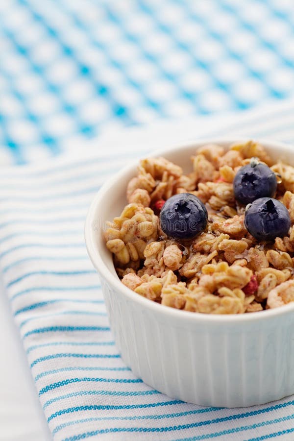 Bowl of muesli stock image. Image of diet, gourmet, cornflakes - 34373495
