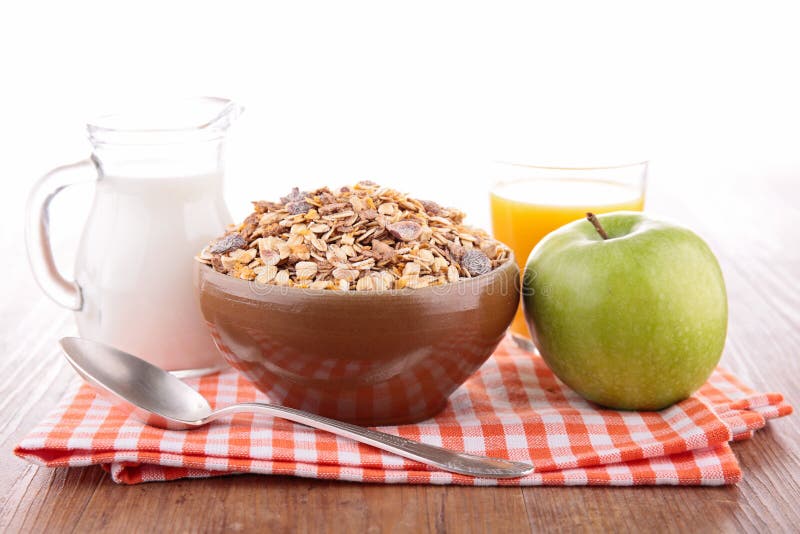 Bowl of muesli stock image. Image of cereal, dairy, cornflake - 40067195