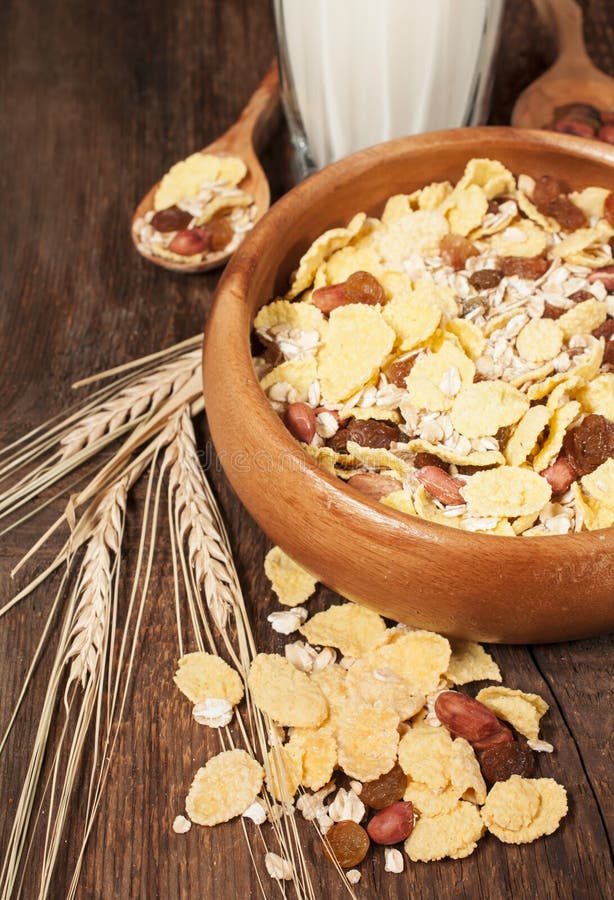 Bowl of muesli with milk stock image. Image of breakfast - 30449777