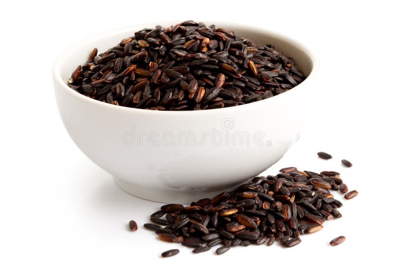 Bowl of Nerone Black Long Grain Rice Isolated on White. Stock Image ...
