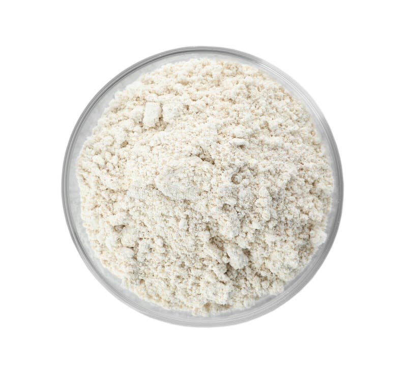 Bowl of Oat Flour Isolated on White Stock Photo - Image of food, health ...