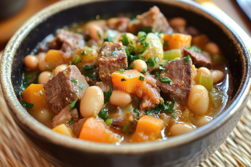 A Bowl of Olla Podrida with a Rich Meat and Bean Stew Stock ...