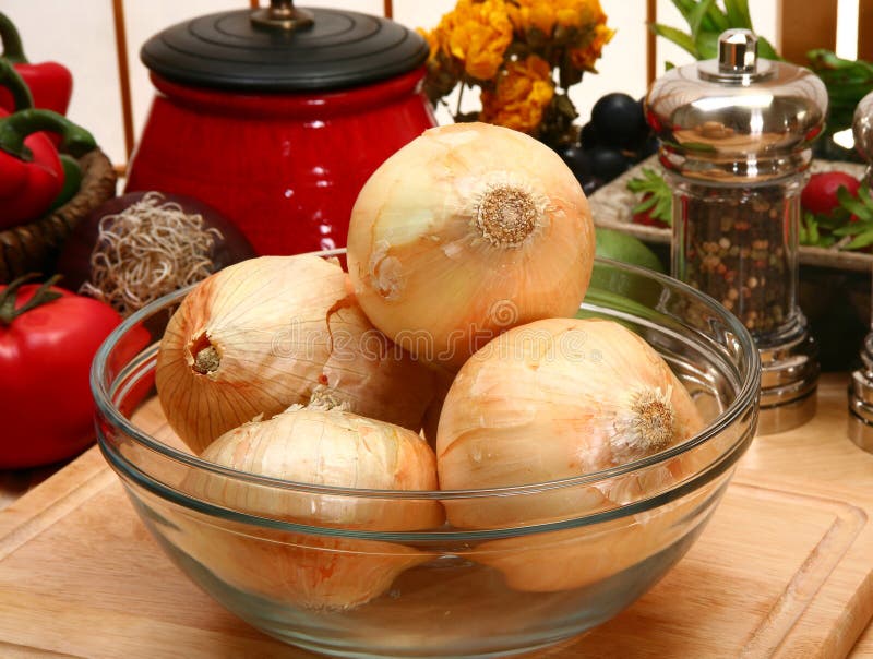 Bowl of Onions stock image. Image of hungry, food, table - 5189577
