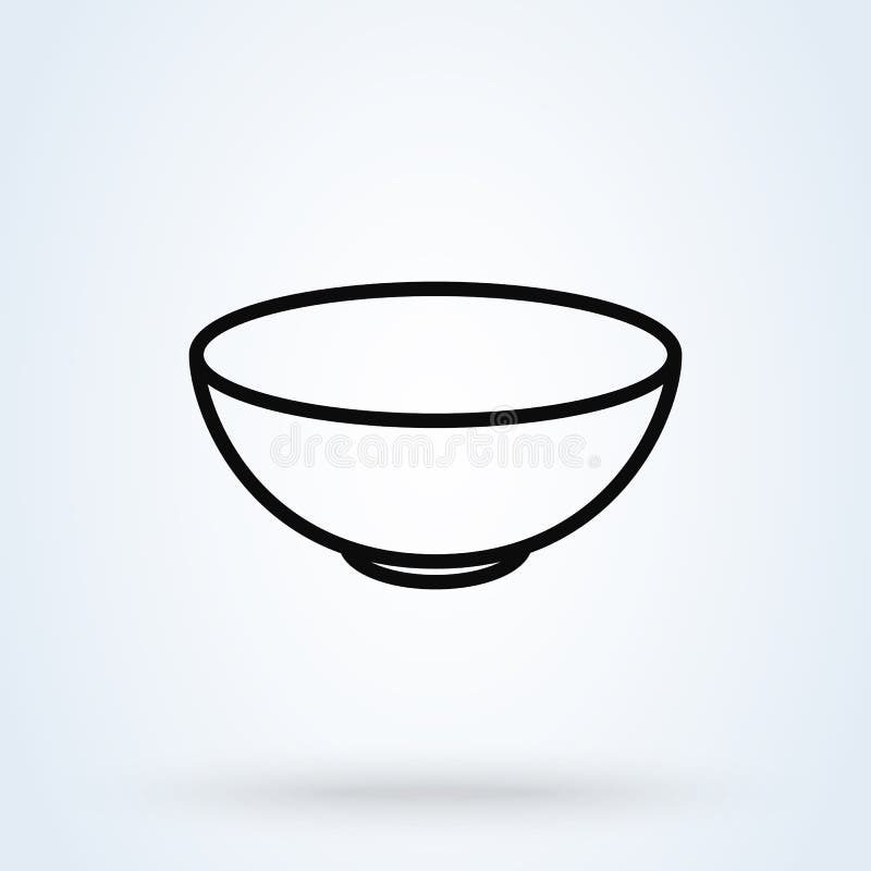 Outline Bowl Vector Icon. Isolated Black Simple Line Element ...