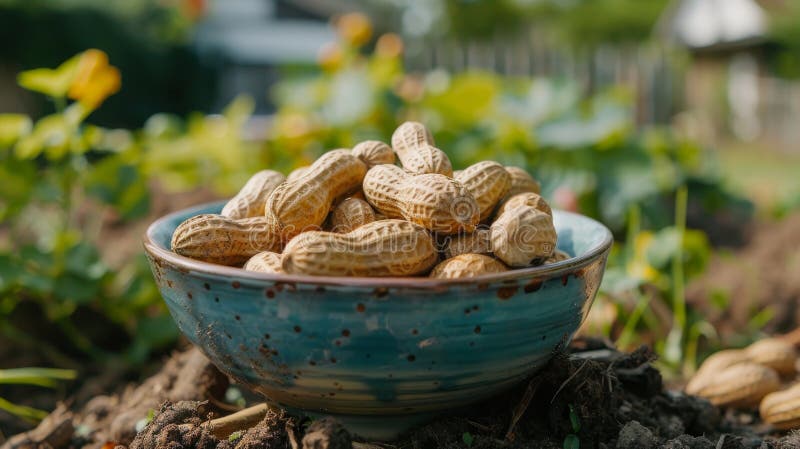 Bowl of Peanuts on Ground stock photo. Image of fresh - 313725510