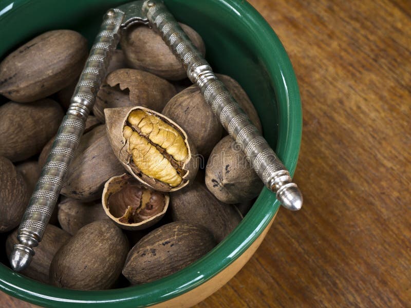 Bowl of Pecans with Nut Cracker Stock Photo - Image of snacking ...