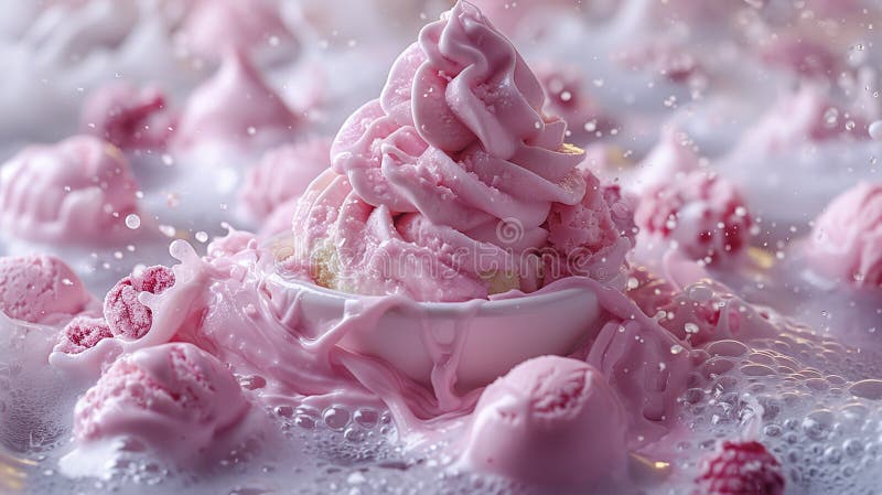 Pink Ice Cream Explosion stock illustration. Illustration of foam ...