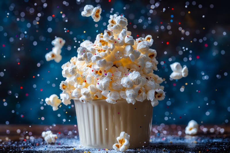 A Bowl of Popcorn with Falling Popcorn in it. Generative AI Stock Photo ...