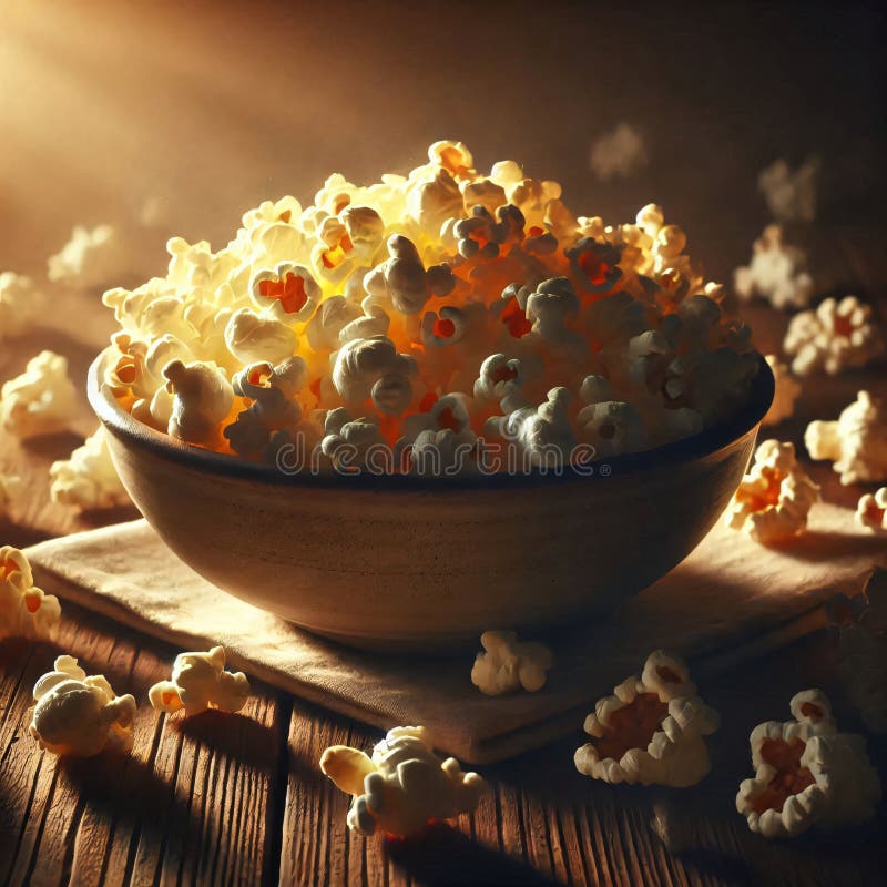 A Bowl of Popcorn in the Morning Light Stock Illustration ...