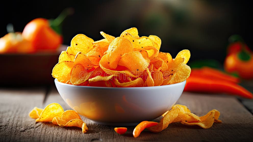 A bowl of potato chips stock illustration. Illustration of generative ...