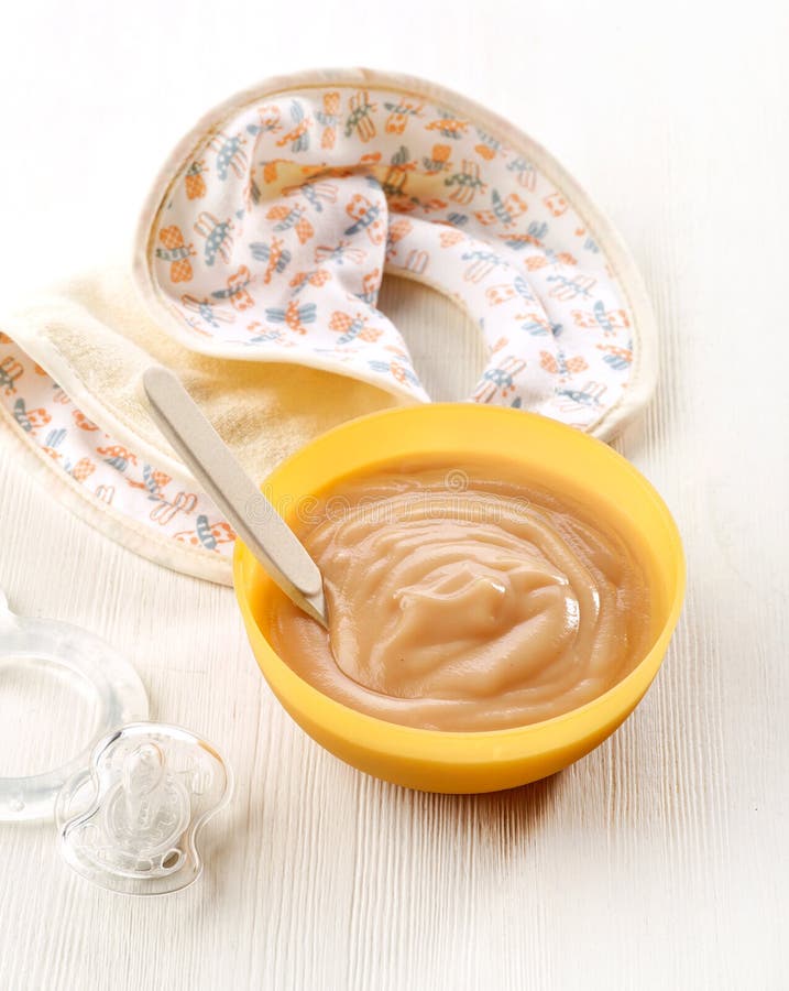 Apple Puree Bowl Bib White Table Stock Photos - Free & Royalty-Free ...