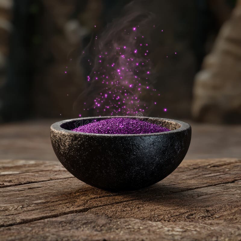 A Bowl of Purple Magic Sparkles. Stock Illustration - Illustration of ...