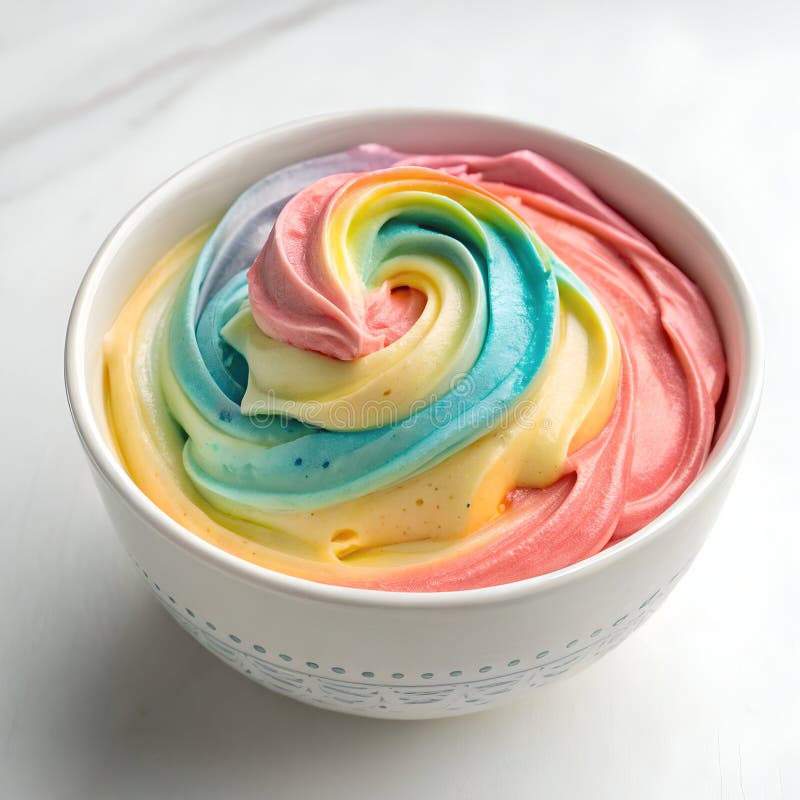 Bowl of Rainbow Cream Isolated on White Background Stock Illustration - Illustration of ...