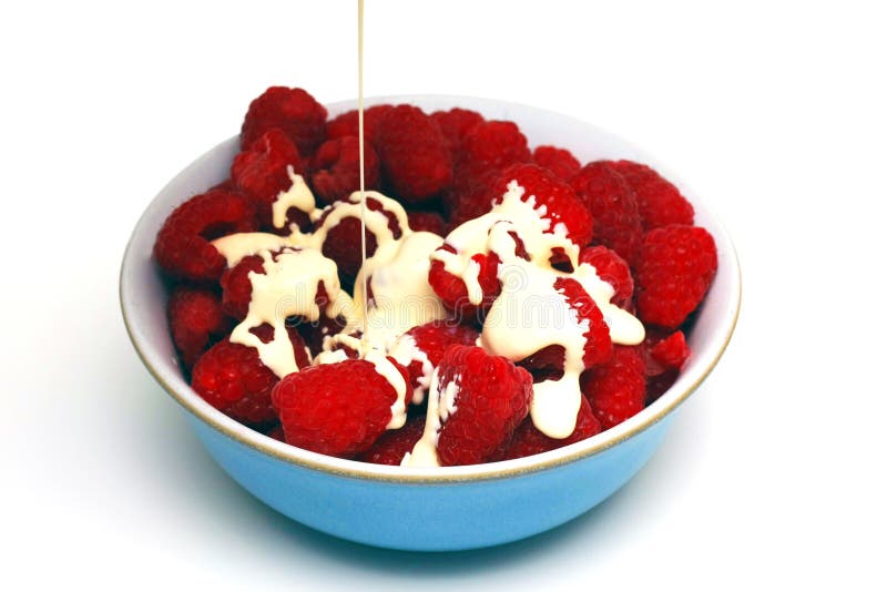Bowl of Raspberries stock photo. Image of white, double - 75382772